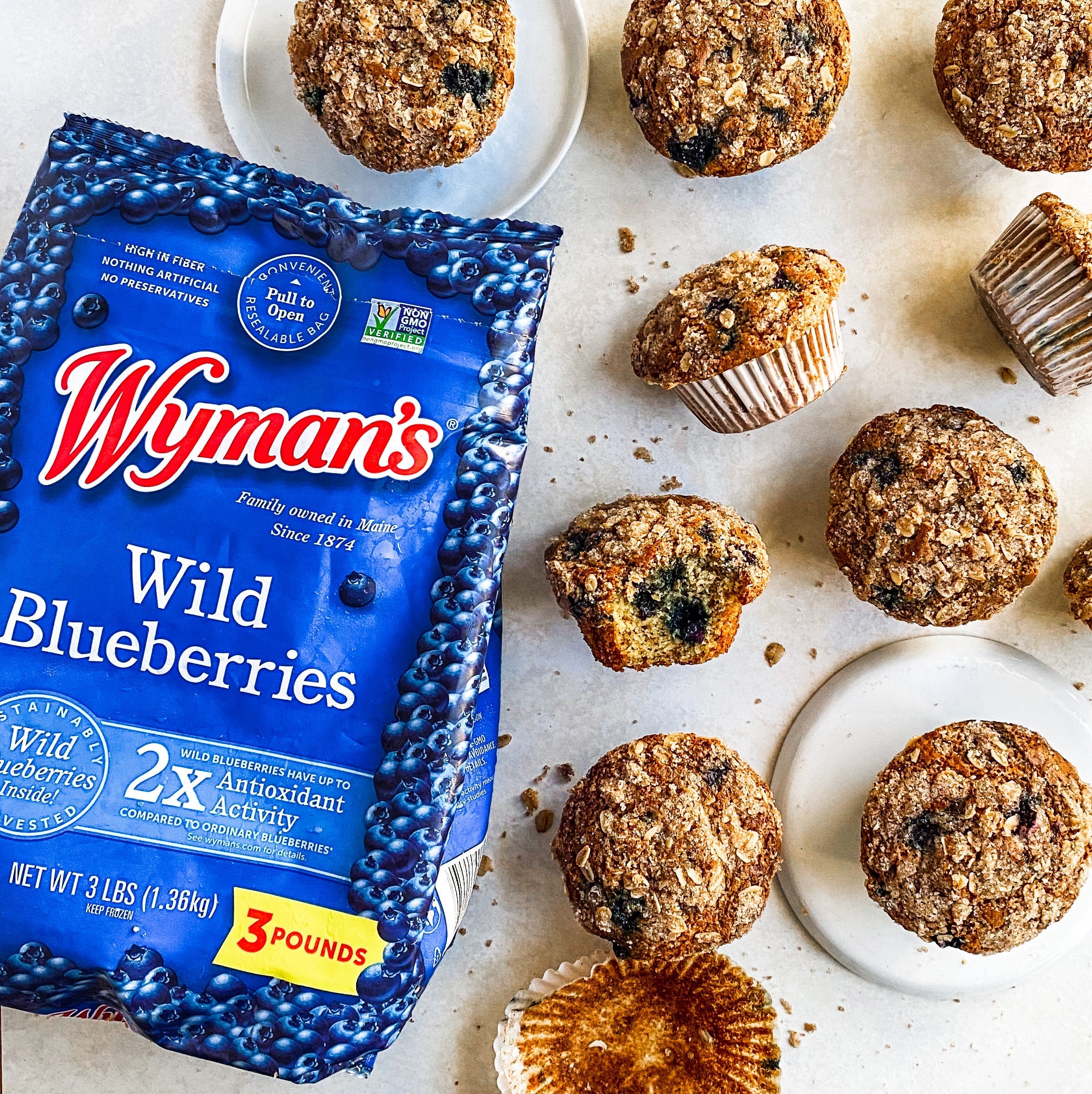 Wild Blueberry Crumble Muffins Recipe | Wyman's