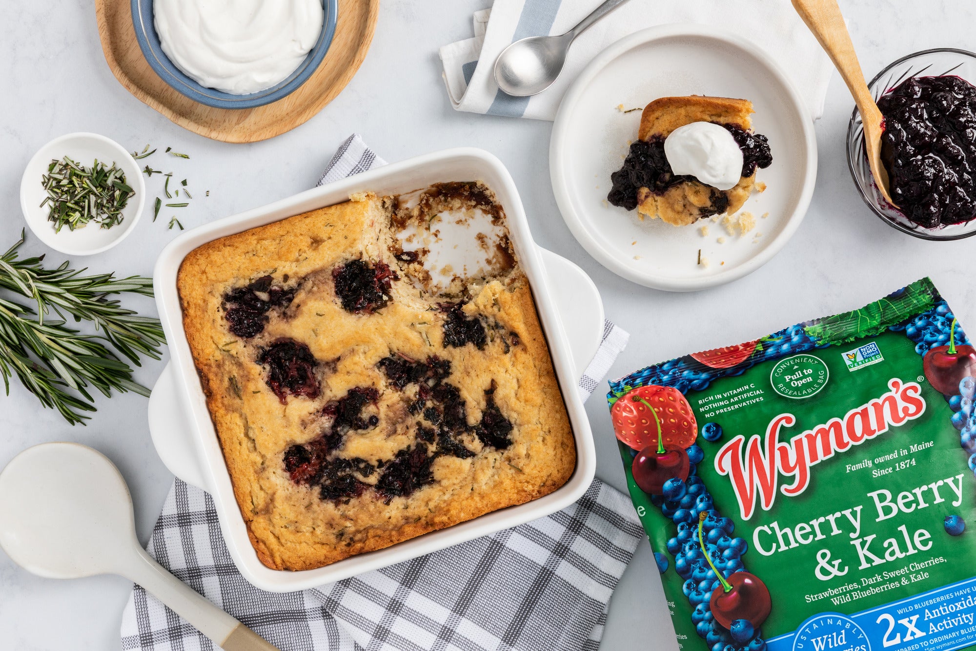 Cherry Berry Kale and Rosemary Spoon Bread Recipe | Wyman's