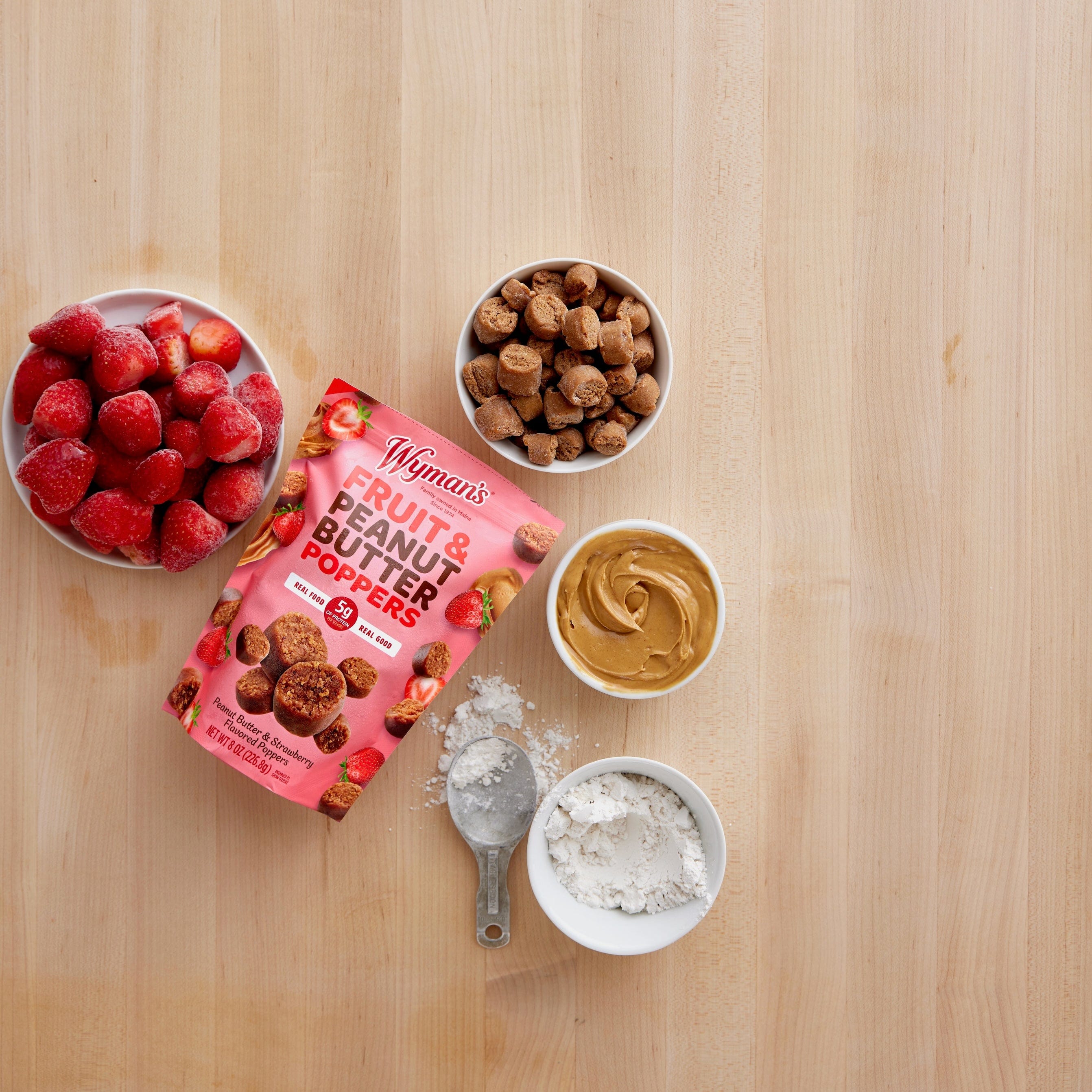 Fruit & Peanut Butter Poppers 8oz Snack Bag - Strawberry – Shop Wyman's