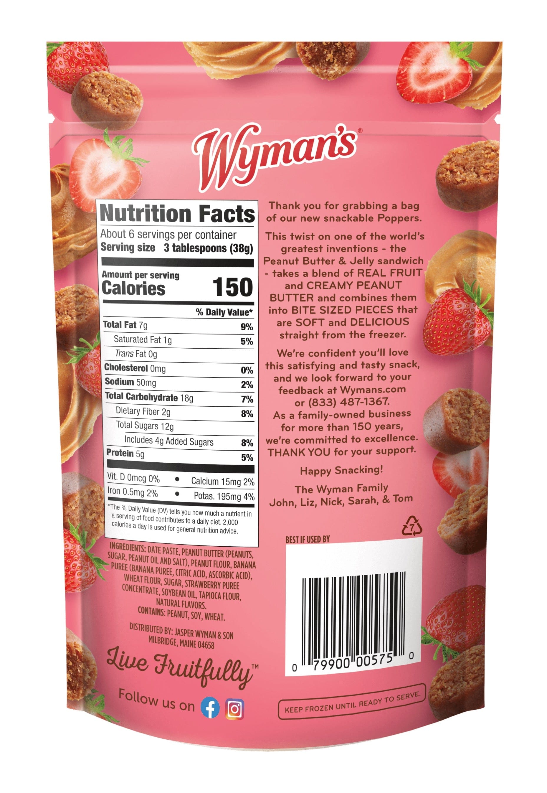 Fruit & Peanut Butter Poppers 8oz Snack Bag - Strawberry